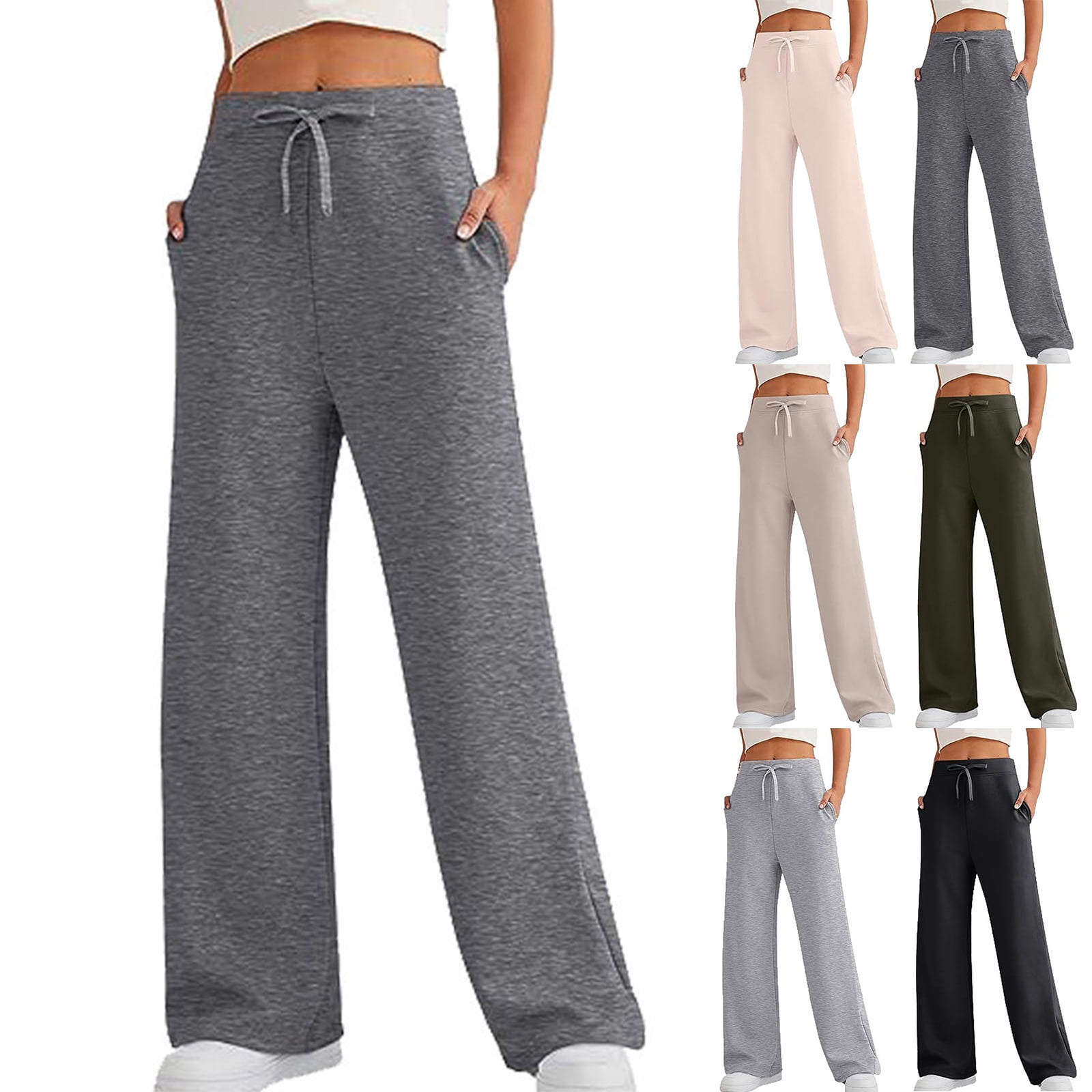 CCRFTGI Womens Sweatpants Wide-Leg Baggy Sweatpants Dress Casual High ...