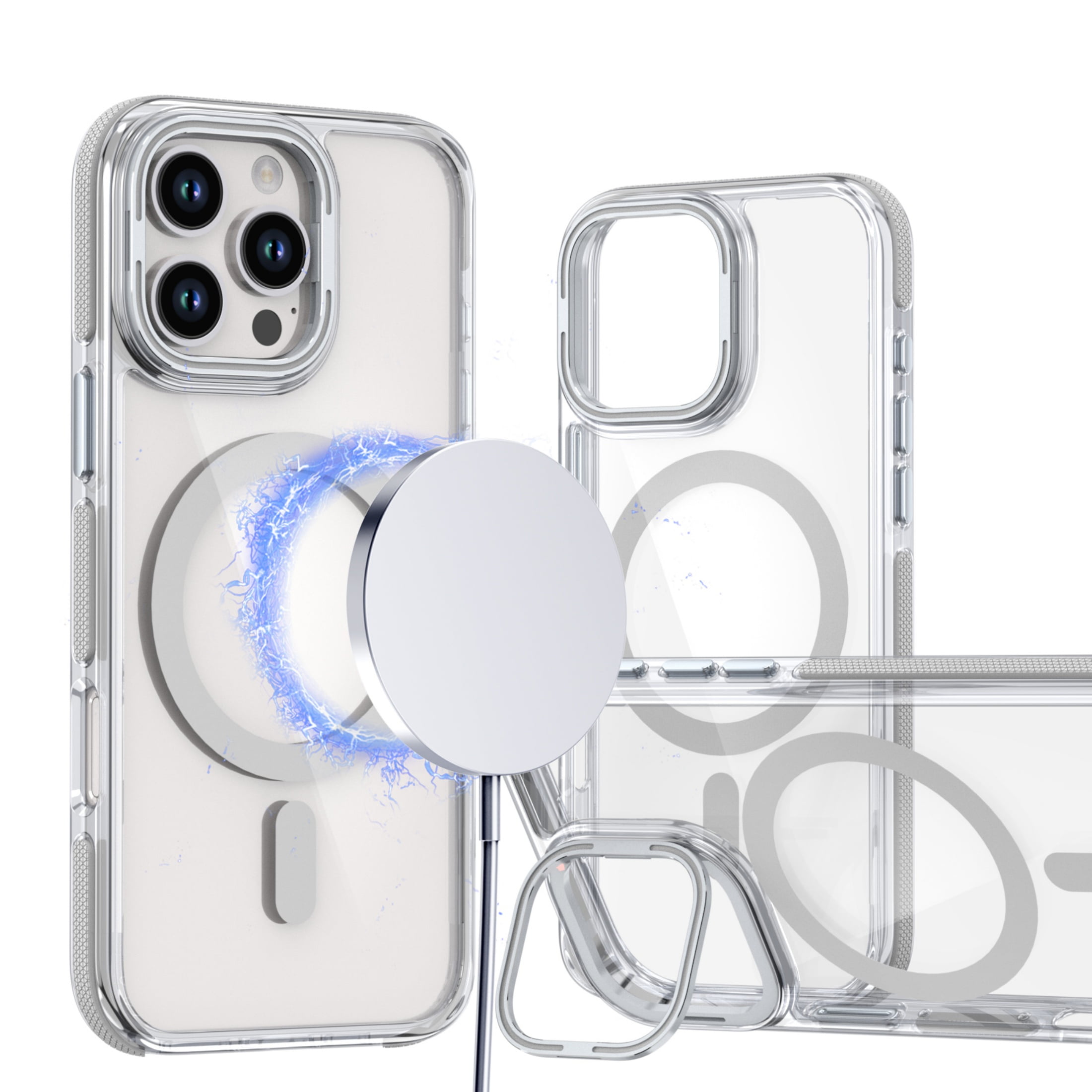 CCSmall for Apple iPhone 16 Pro Case Clear with Camera Lens Ring Stand ...