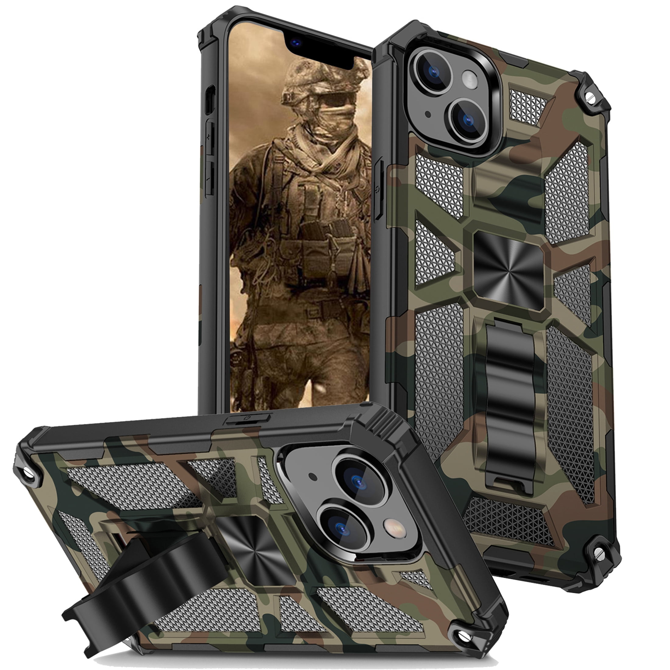 CCSmall Camouflage Case for Apple iPhone 15 Plus with Metal Kickstand ...