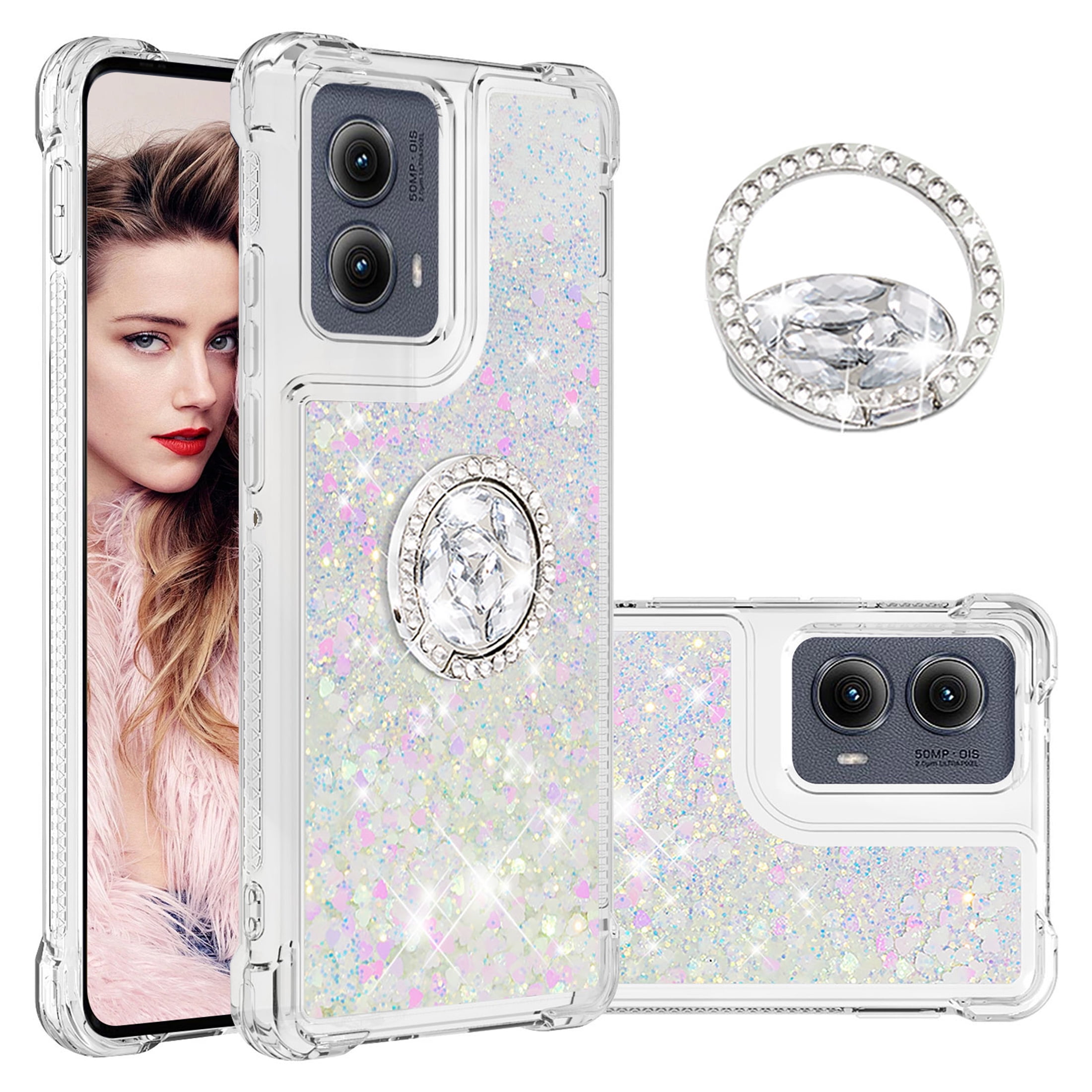 CCSmall Glitter Sparkly Bling Clear Case for Motorola Edge 5G 2024 ...