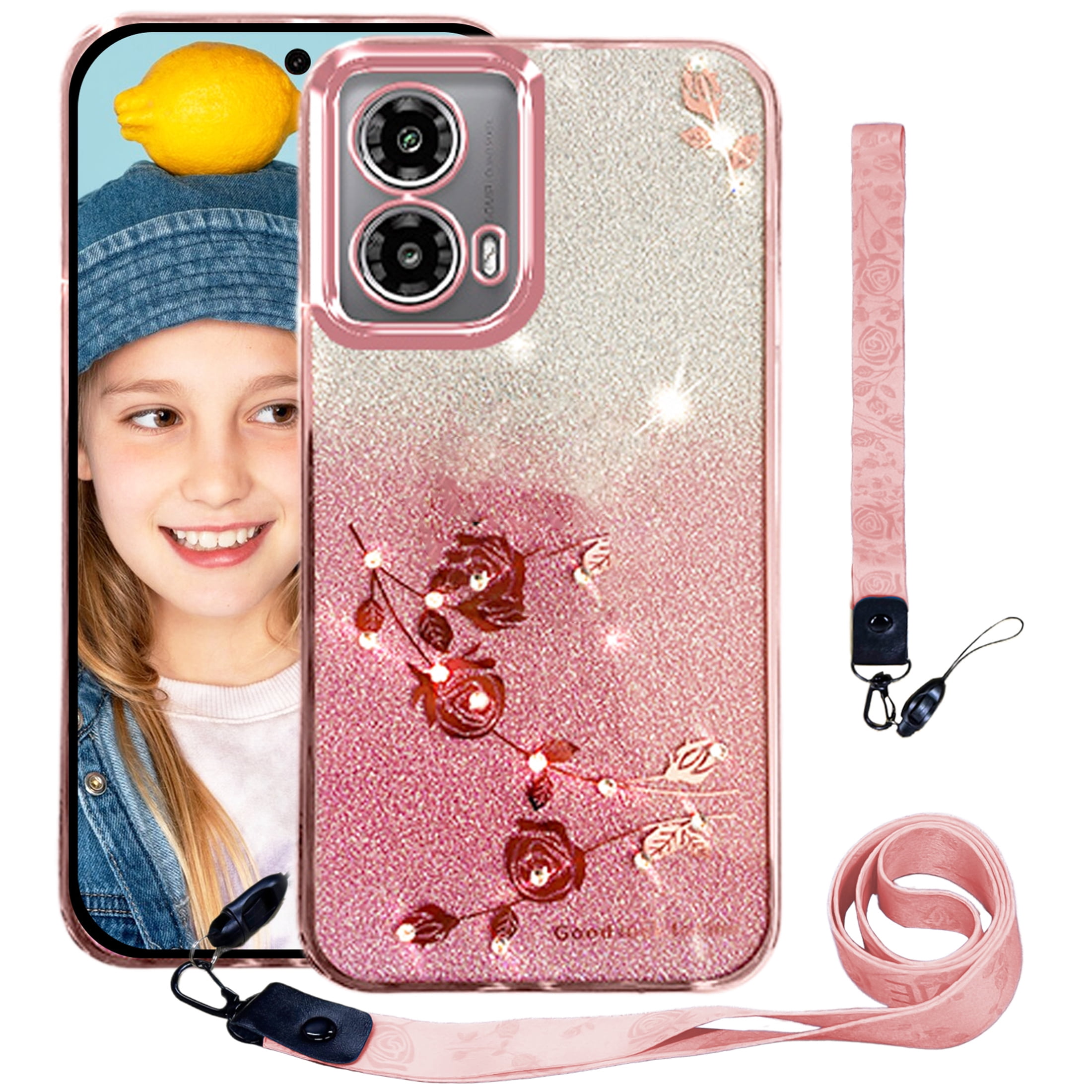 CCSmall for Motorola Moto G85 Bling Case Crossbody Lanyard for Woman ...
