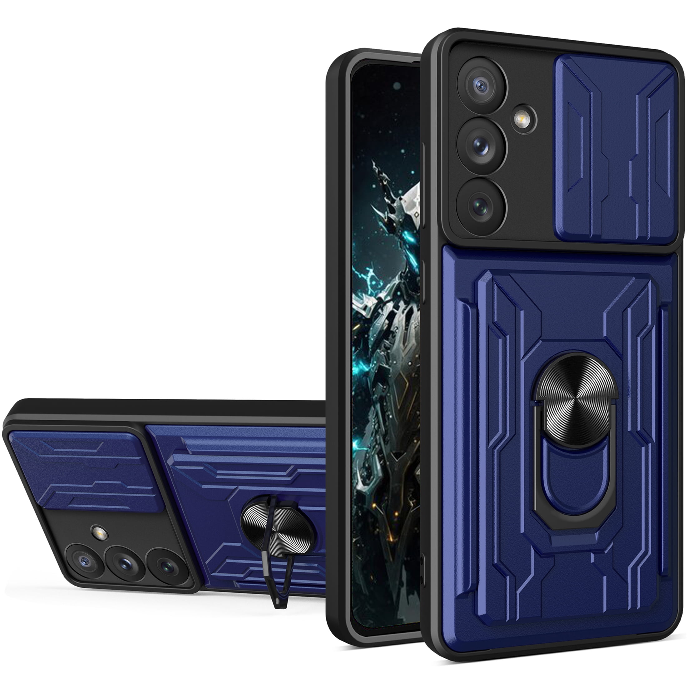 CCSmall for Samsung Galaxy M55 5G Case with Card Holder & Slide Camera ...