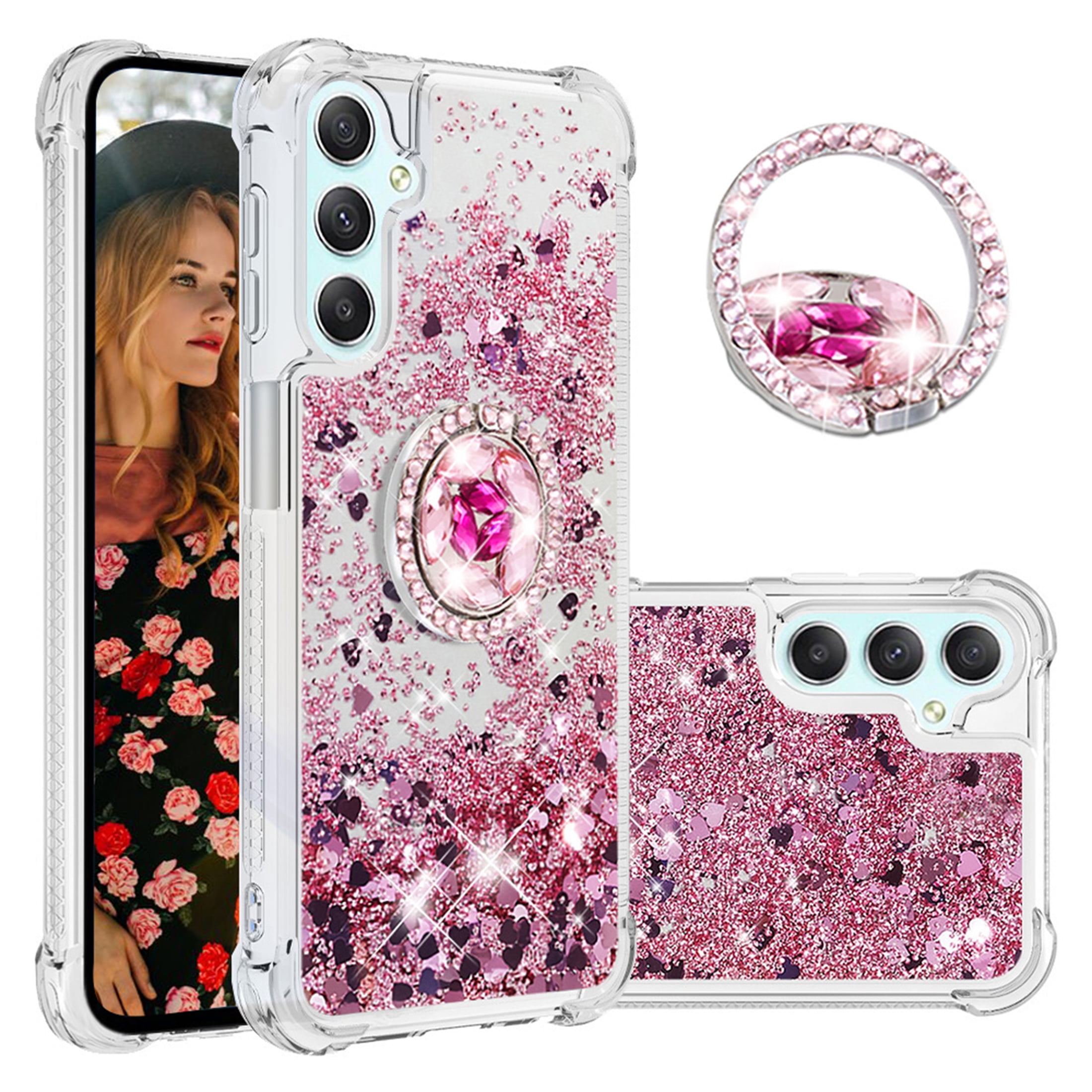 CCSmaller Glitter Clear Sparkly Bling for Samsung Galaxy A25 5G Case, Flowing Liquid Quicksand ...
