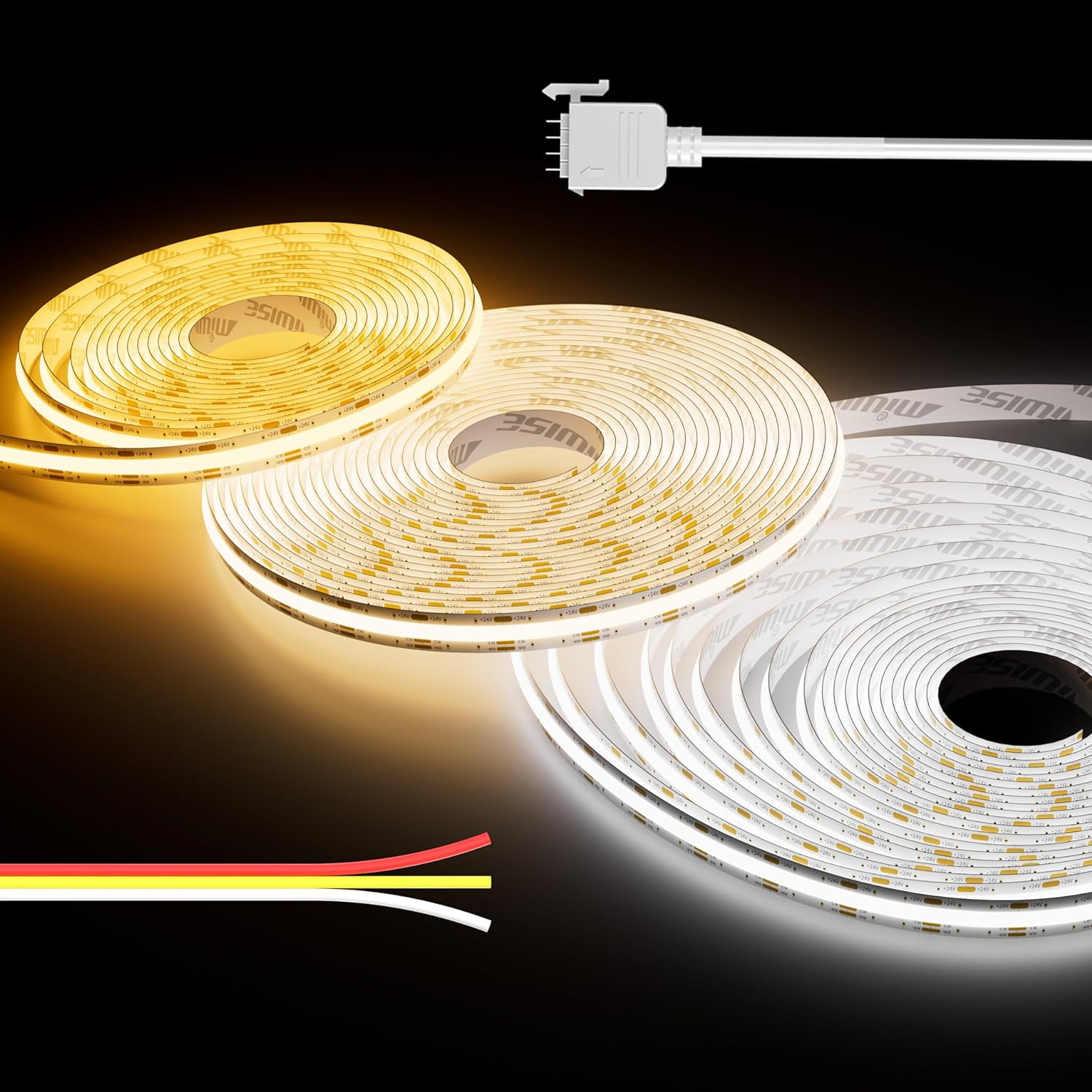 CCT COB LED Strip Light Tunable White,20ft/6.1m Dimmable 2700K-6500K ...