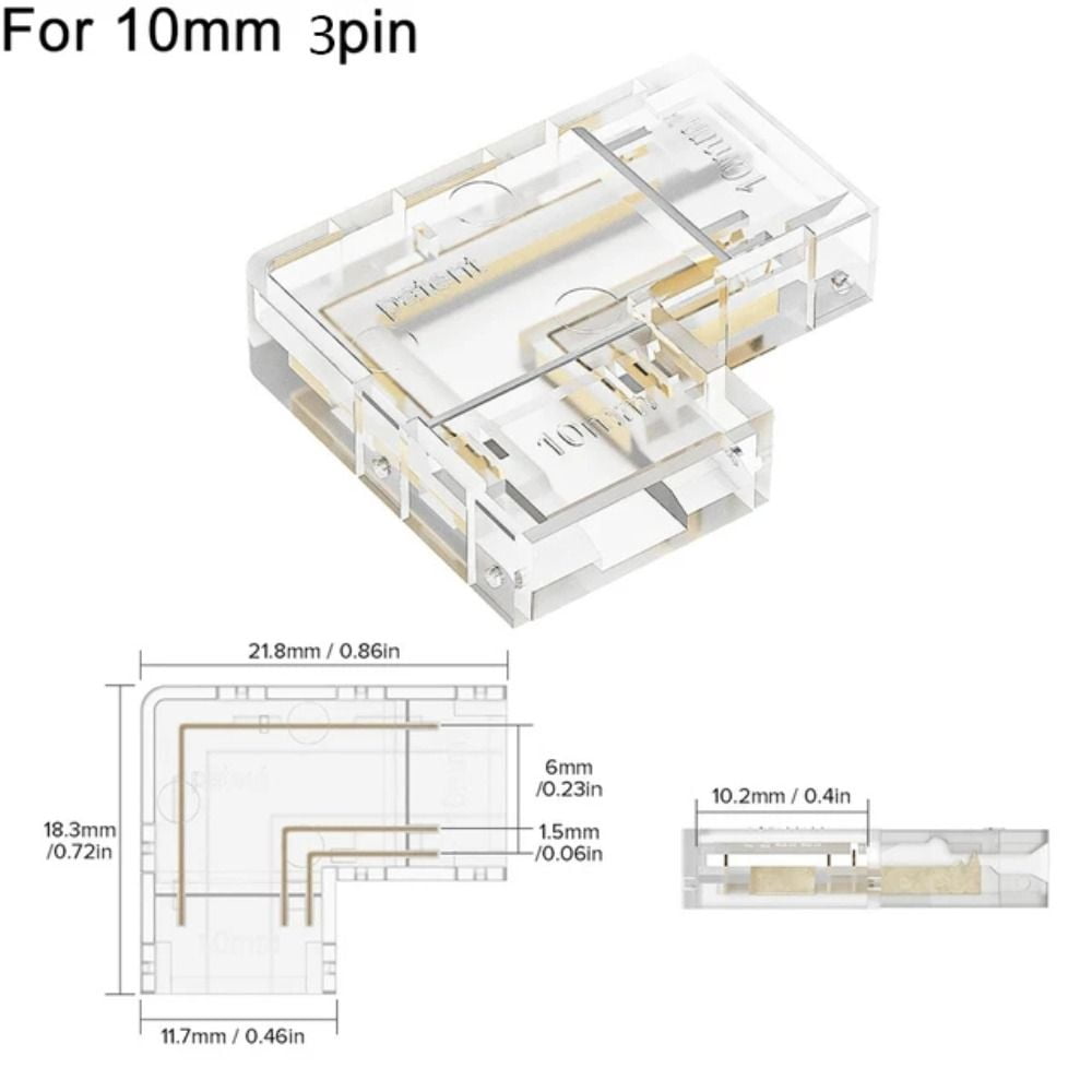 For CCT FCOB RGB Strip Lights Quick Connect L Shape Corner 90 Degree ...
