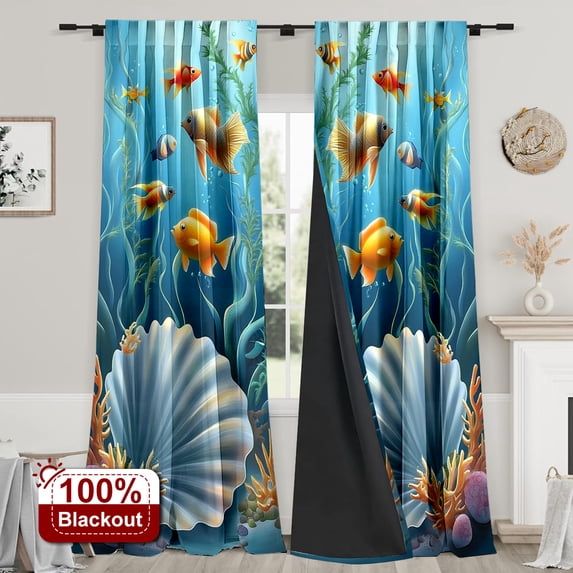 CCTFS 2PCS Curtains Underwater World: Schools of Fish, Corals, and ...