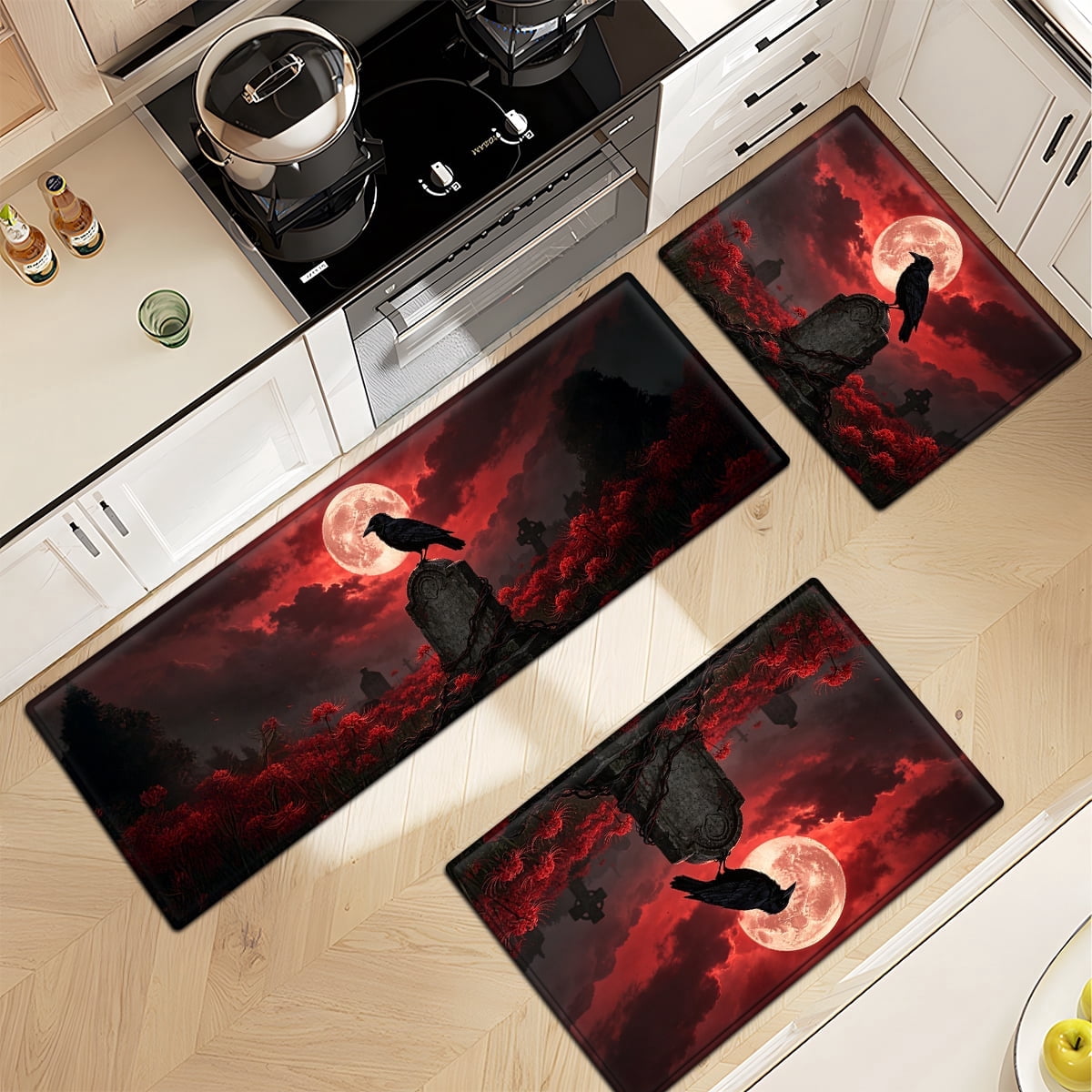 CCTFS Halloween Red Moon Black Crow Tombstone Other Shore Flower 3Pcs ...