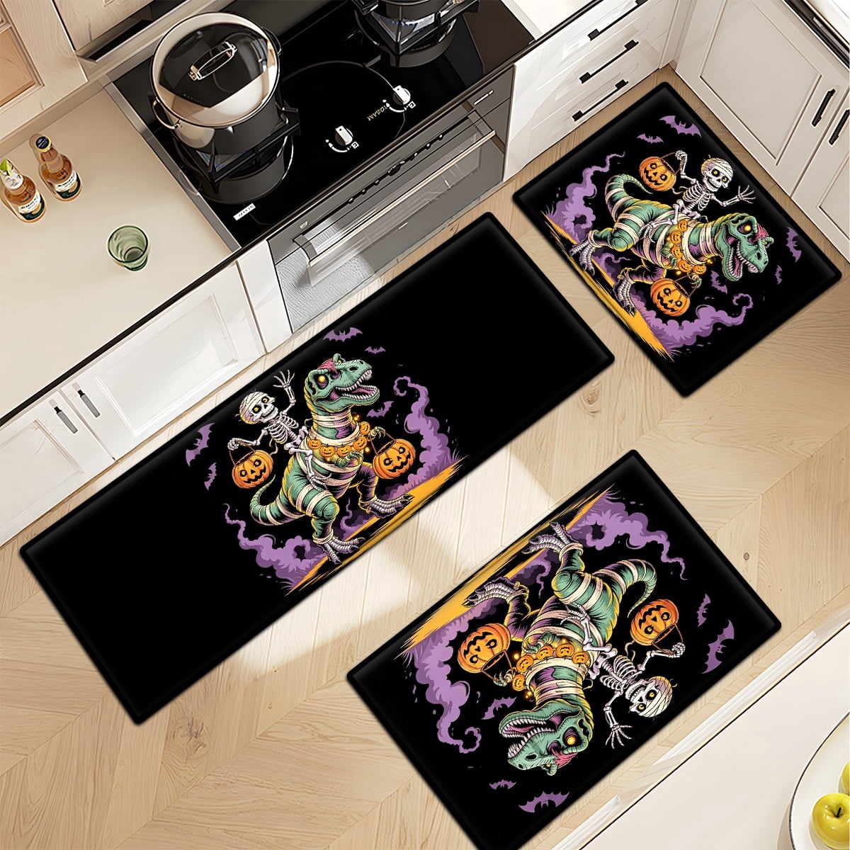 CCTFS Halloween, mummies, dinosaurs 3Pcs Flannel Mat and Kitchen Rugs ...