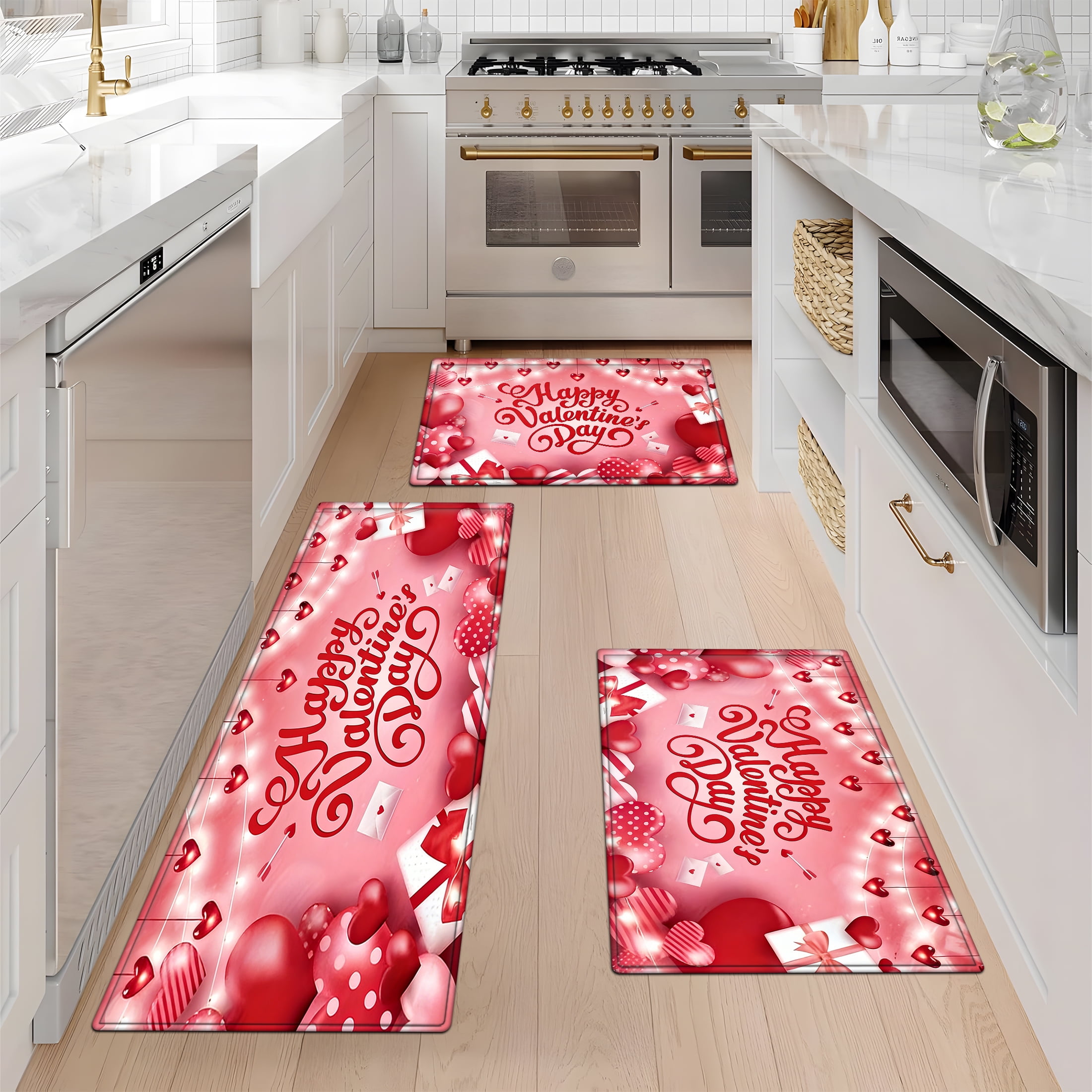 CCTFS Happy Valentine's Day 6 Kitchen Mat Washable Non-Skid Absorbent ...