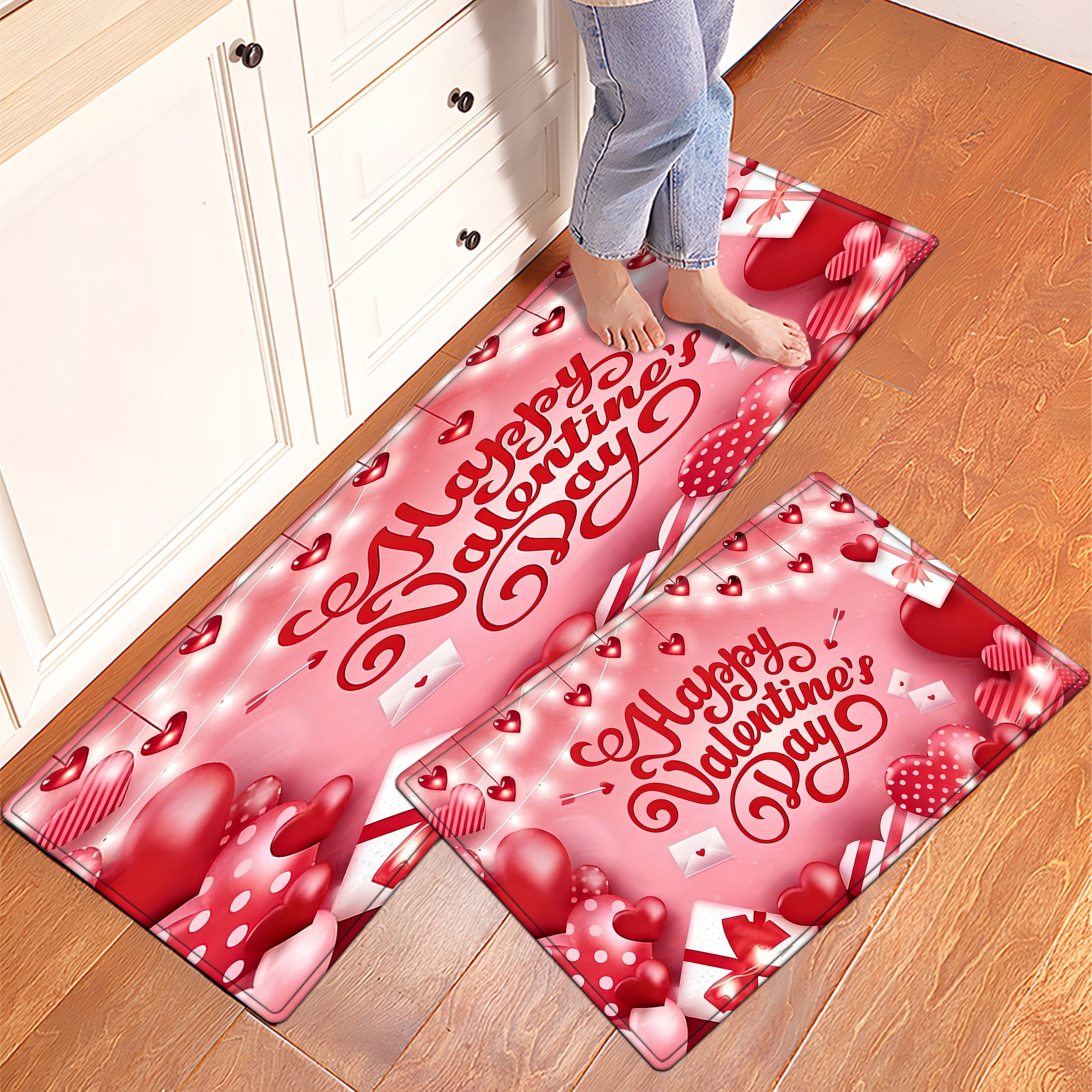 CCTFS Happy Valentine's Day 6 Kitchen Mat Washable Non-Skid Absorbent ...