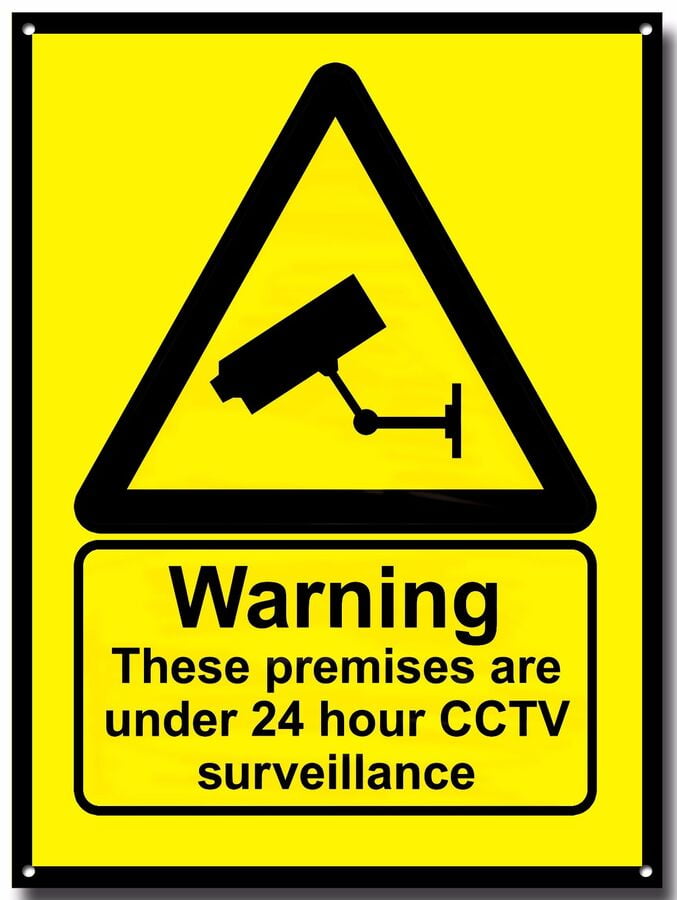 CCTV Metal Aluminum Sign A3, WARNING,UNDER 24 HOUR CCTV SURVEILLANCE ...