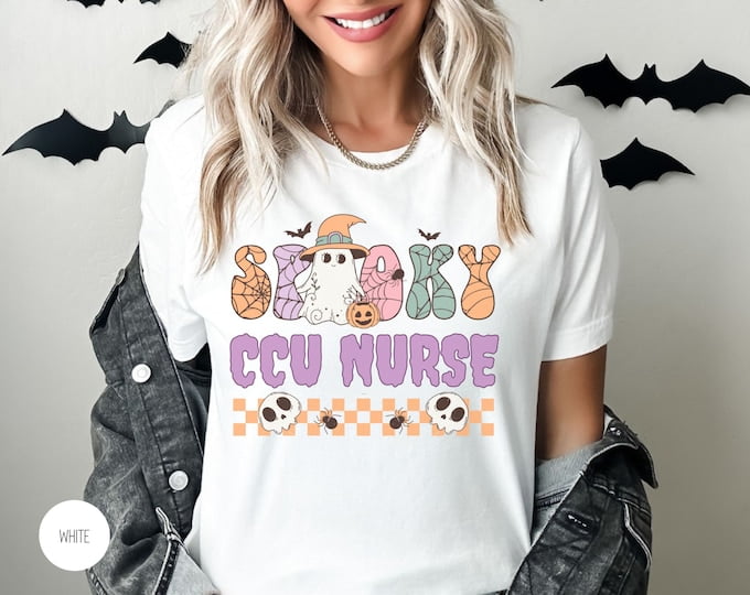 CCU Nurse Retro Shirt, Spooky CCU Nurse Shirt, Critical Care Nurse ...