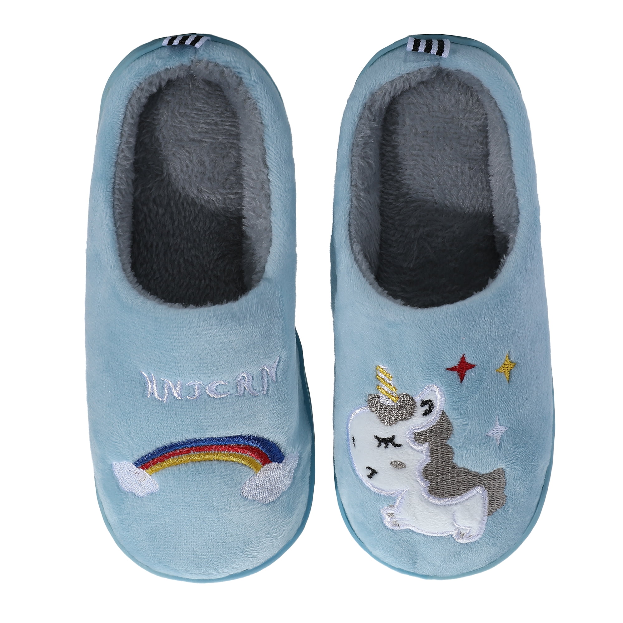 CCVON Girls Cute Slippers with Memory Foam Kids Plush Warm Winter House ...
