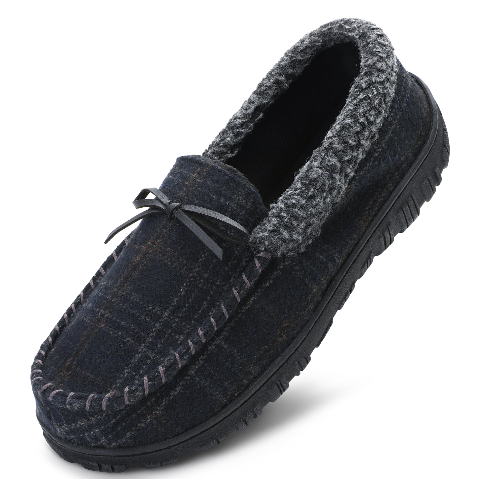 CCVON Mens Slippers Moccasin House Slippers for Men Memory Foam and ...