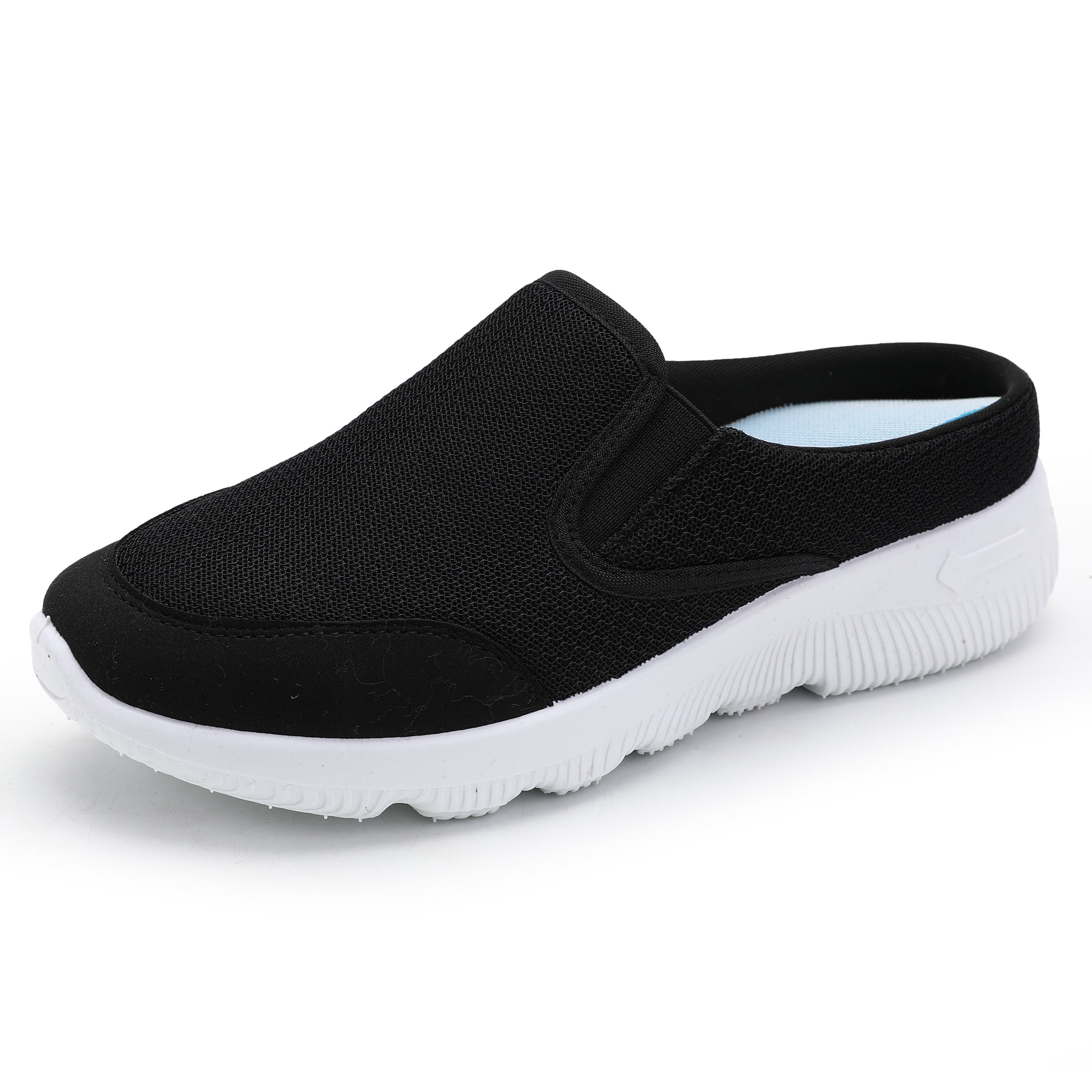 CCVON Womens Breathable Mesh Walking Mules Sneakers Open Back Slip On ...