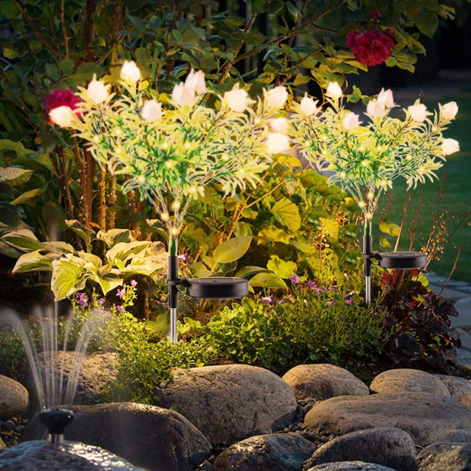 CCWADH Garden Lights Solar Flower Light, LED Solar Powered Outdoor ...