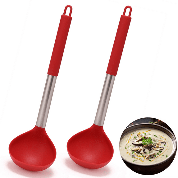 CCWADH Kitchen Soup Ladle – 12" Long Handle Spoon for Soup, Non Stick ...