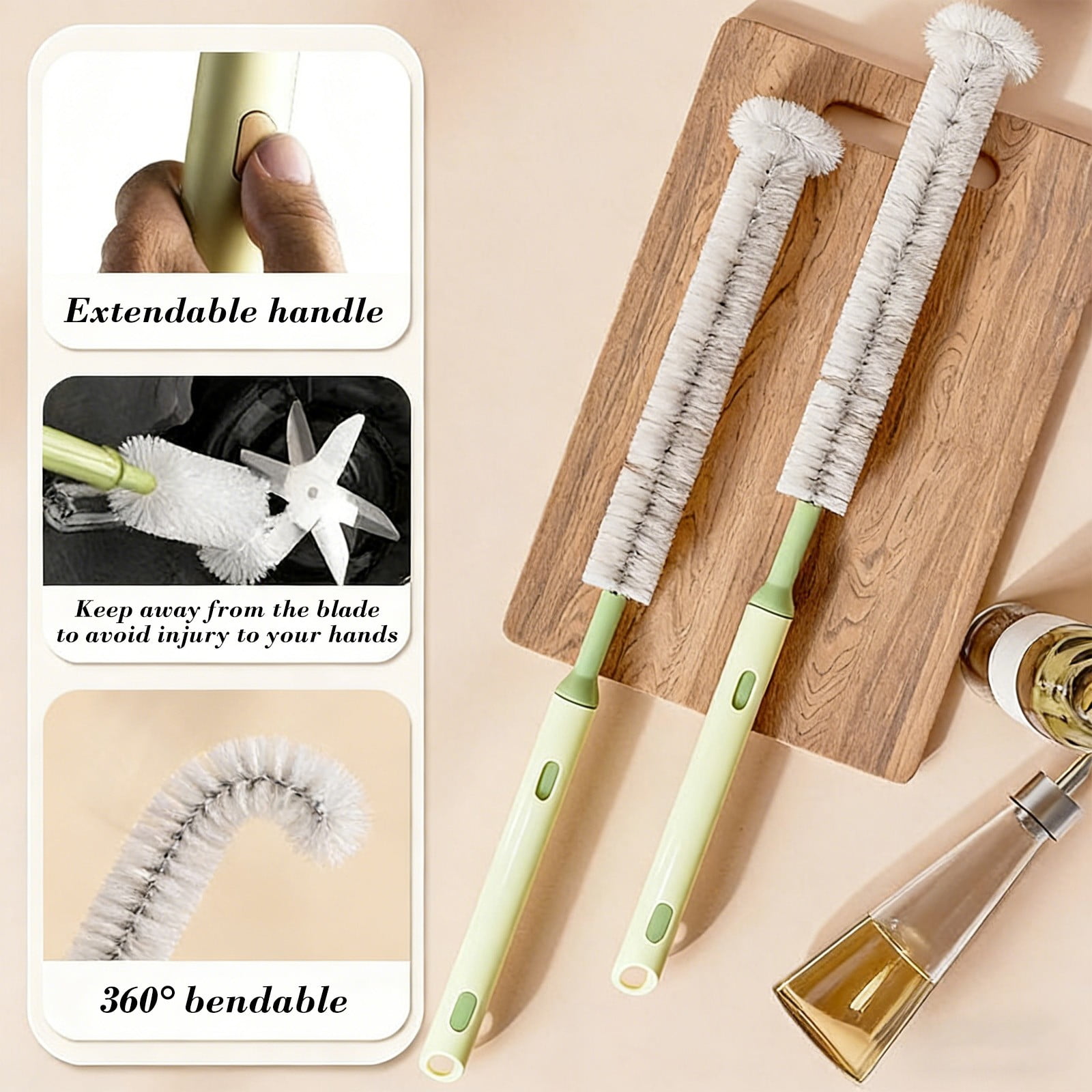 CCWADH Long Handled Cup Brush Stainless Steel Cleaning Brush, Flexible ...