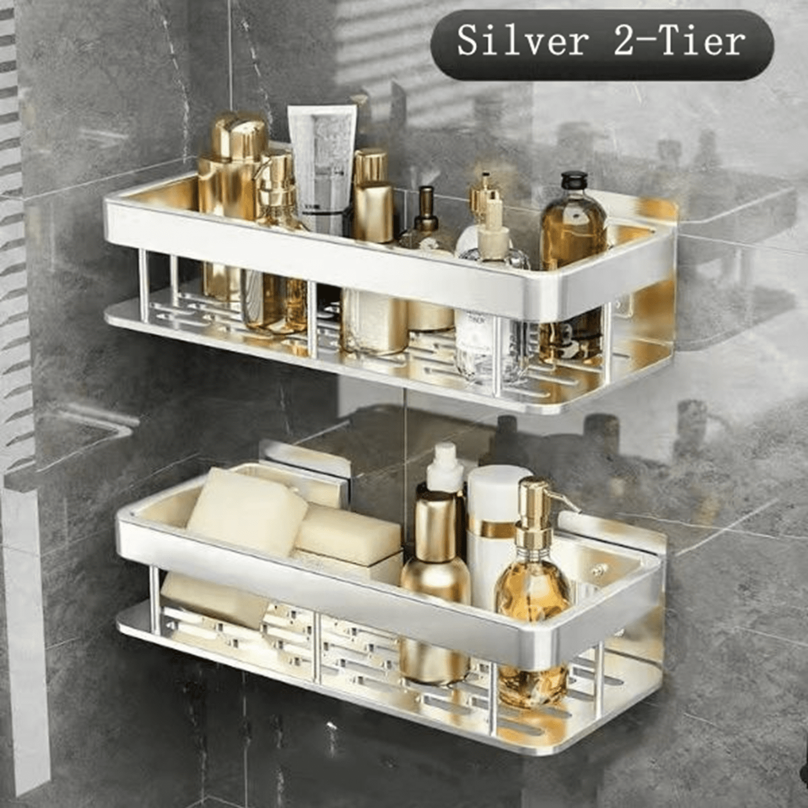 CCWADH Shower Caddy 2 Pack-Shower Bathroom Shelves Rack, Rustproof Wall ...