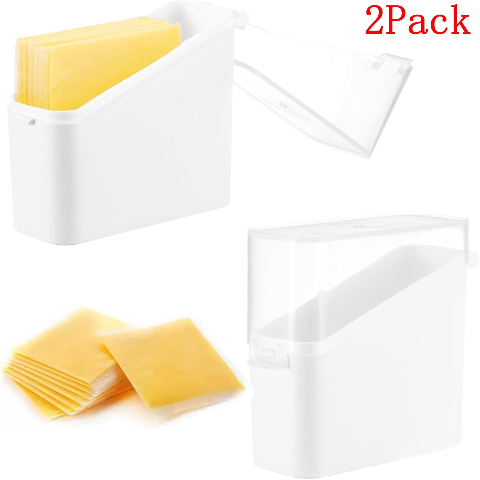 CCWADH Sliced Cheese Container for Fridge, 2 Pack Airtight Clear Slice ...