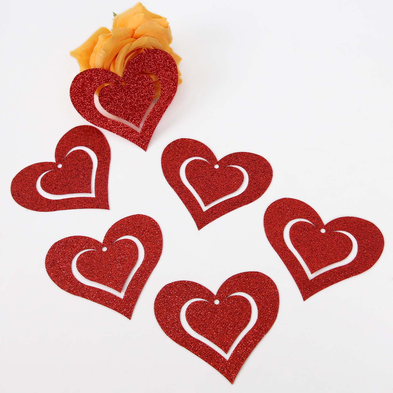 CCWADH Wedding Supplies Heart Door Curtain, Non Woven Fabric Red Heart ...