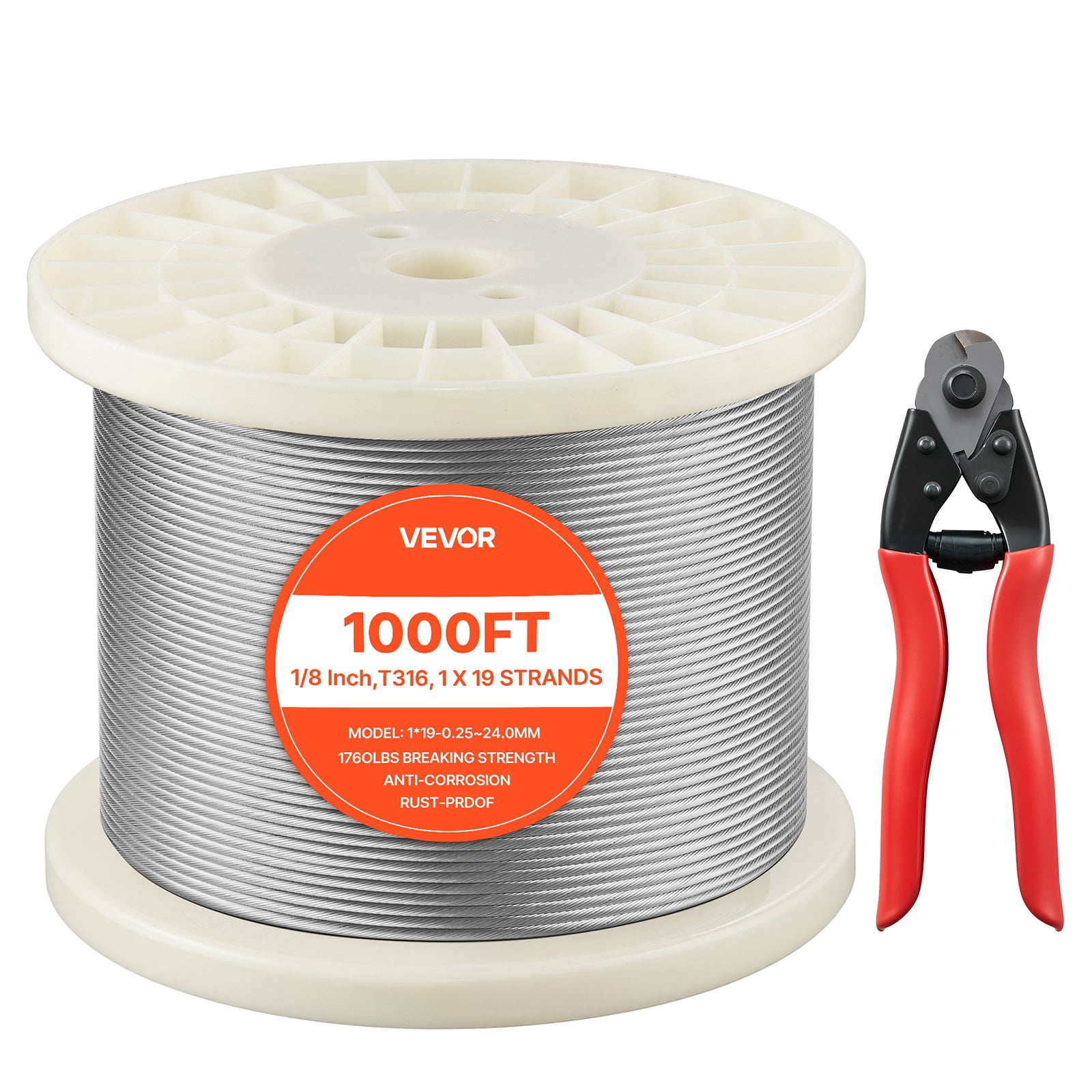 CCY 1/8 Inch Wire Rope, 1000 ft Length, 316 Stainless Steel Wire Cable ...