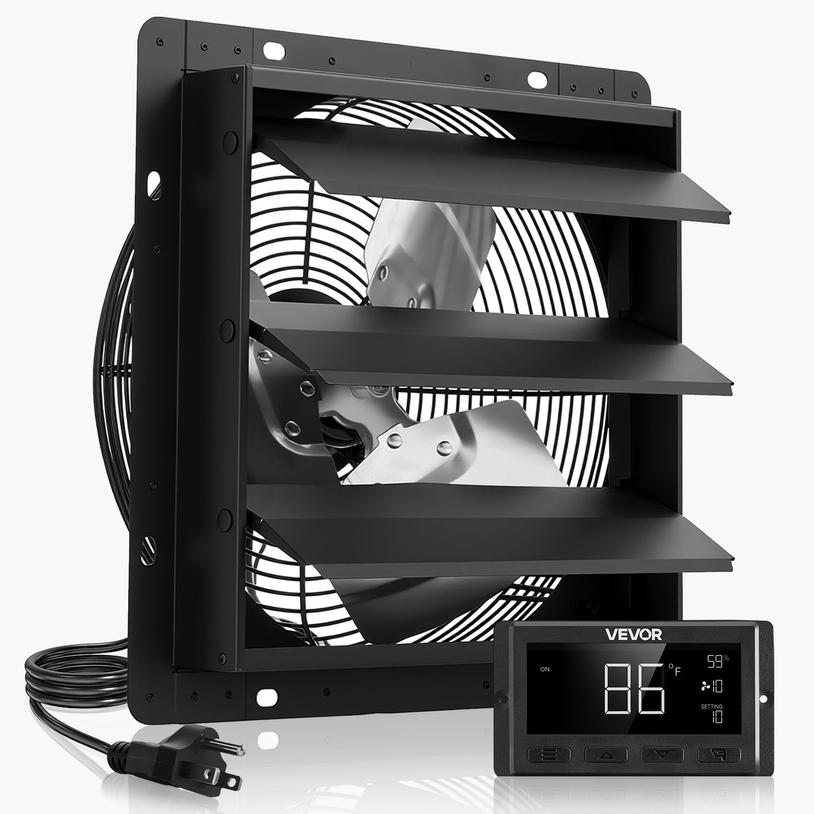 CCY 10 inch Shutter Exhaust Fan, Wall Mounted Attic Vent Fan with Smart ...