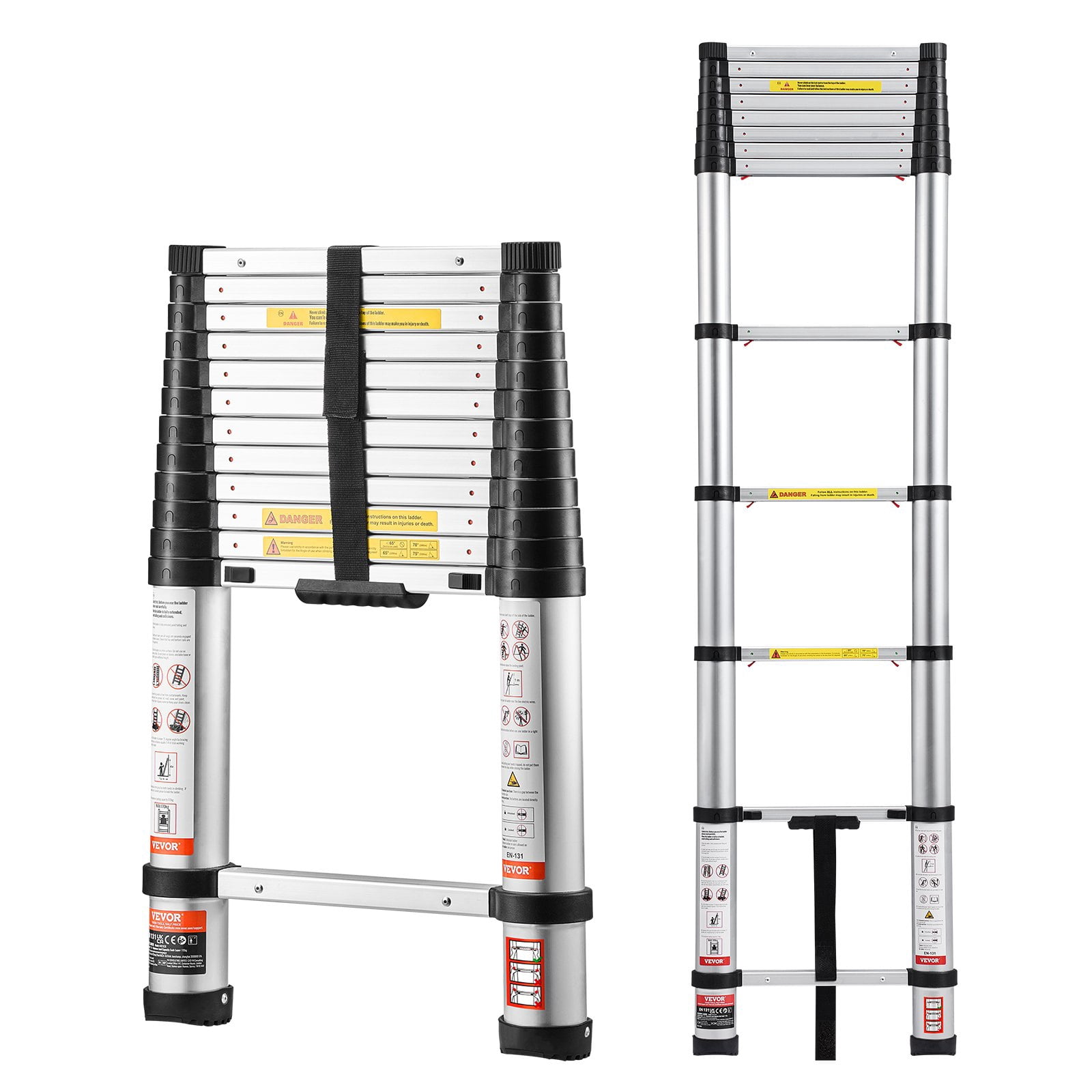 CCY 12.5ft Telescoping Ladder, Aluminum Lightweight Multi-Purpose ...