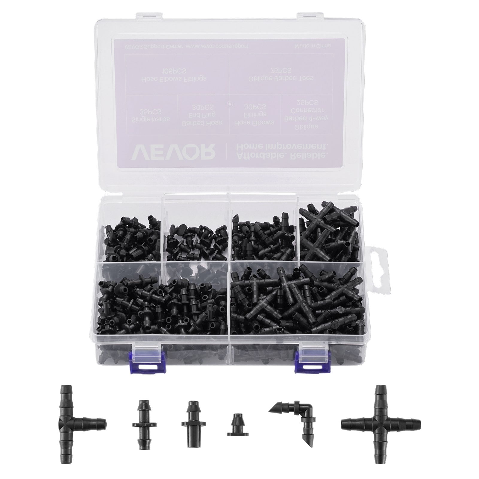 CCY Drip Irrigation Fittings Kit for 1/4" Tubing, 300 Pcs Drip ...