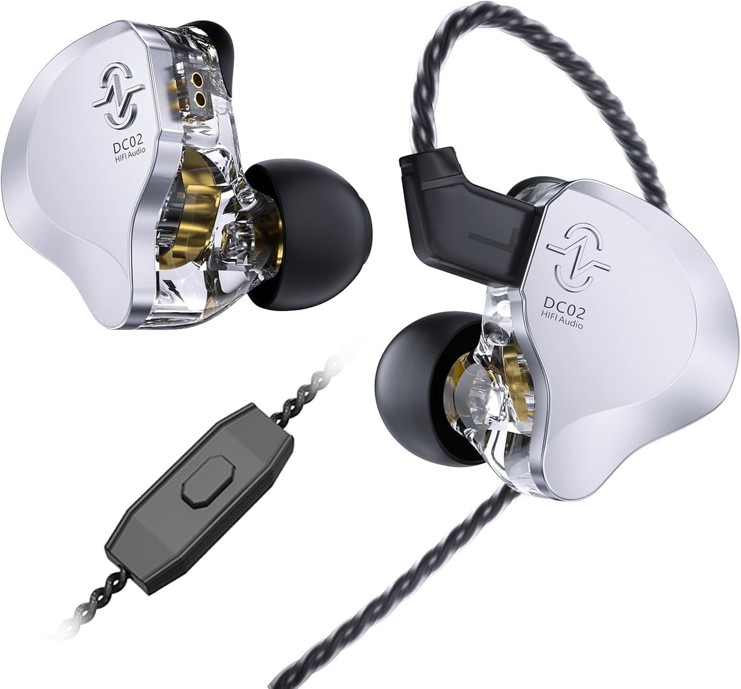 CCZ DC02 in Ear Monitors with Mic, Wired Headphones HiFi Stereo Stage Earphone Dual Magnetic ...