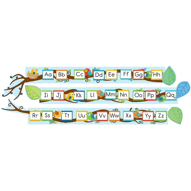 Cd 110233 Boho Birds Alphabet Bulletin Board Set By Carson Dellosa