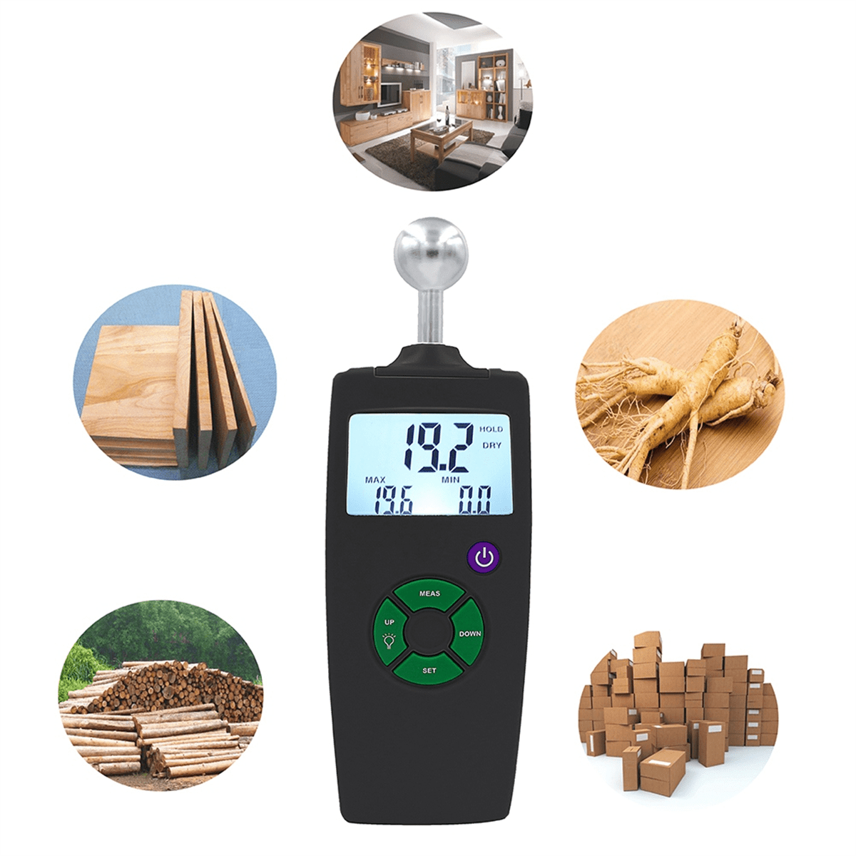 CD-200 Grey Contact Digital Wood Moisture Meter Paper Humidity Tester ...