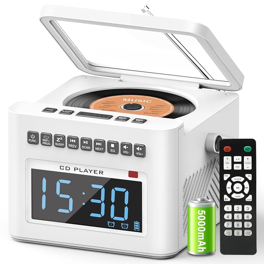 CD Cassette Player Boombox，CD Boombox with Clock and Remote Control ...