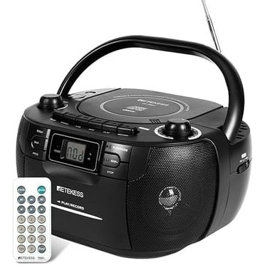 onn. Portable CD/Cassette Boombox with Bluetooth Wireless Technology ...