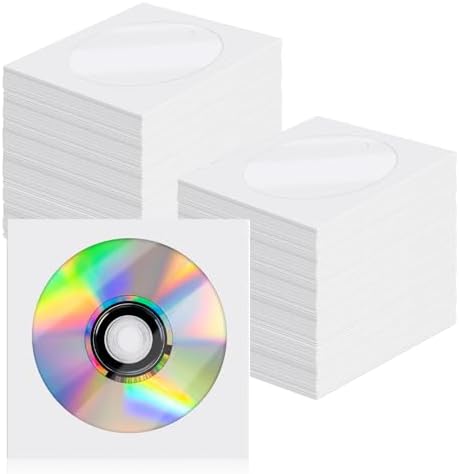 CD DVD Sleeves 200 Pack, White CD DVD Sleeves Envelope Holder with ...