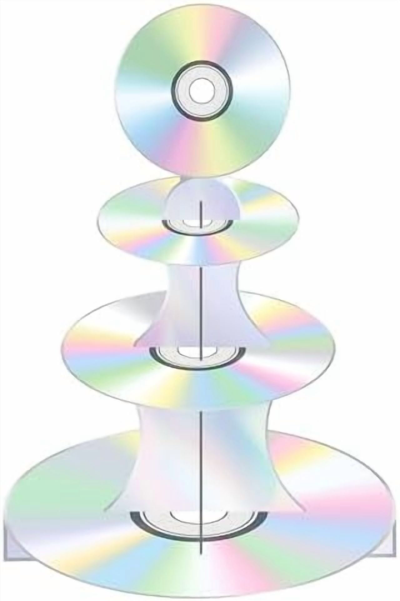 CD Disc Cupcake Stand Retro 90s Party Decoration 3-Tier Iridescent CD ...