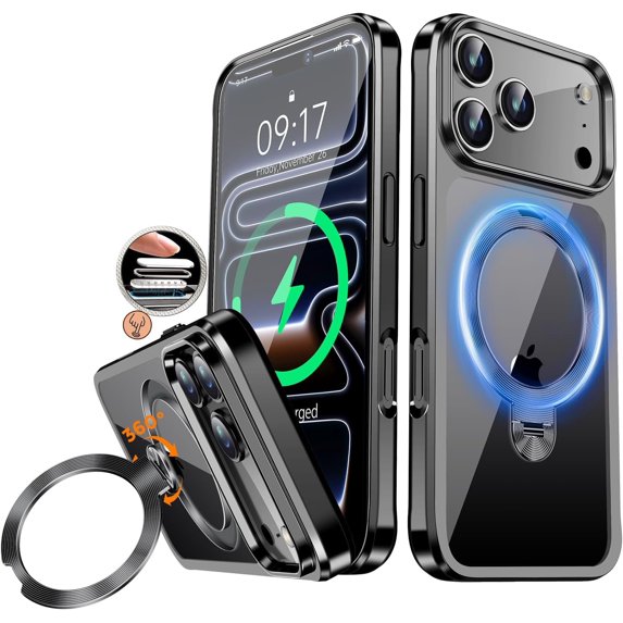JETeacka CD Metal Ring & Invisible 360° Spin Stand Magnetic Case for ...