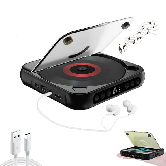Qonioi Portable Bluetooth CD Player, Rechargeable Compact CD Player ...
