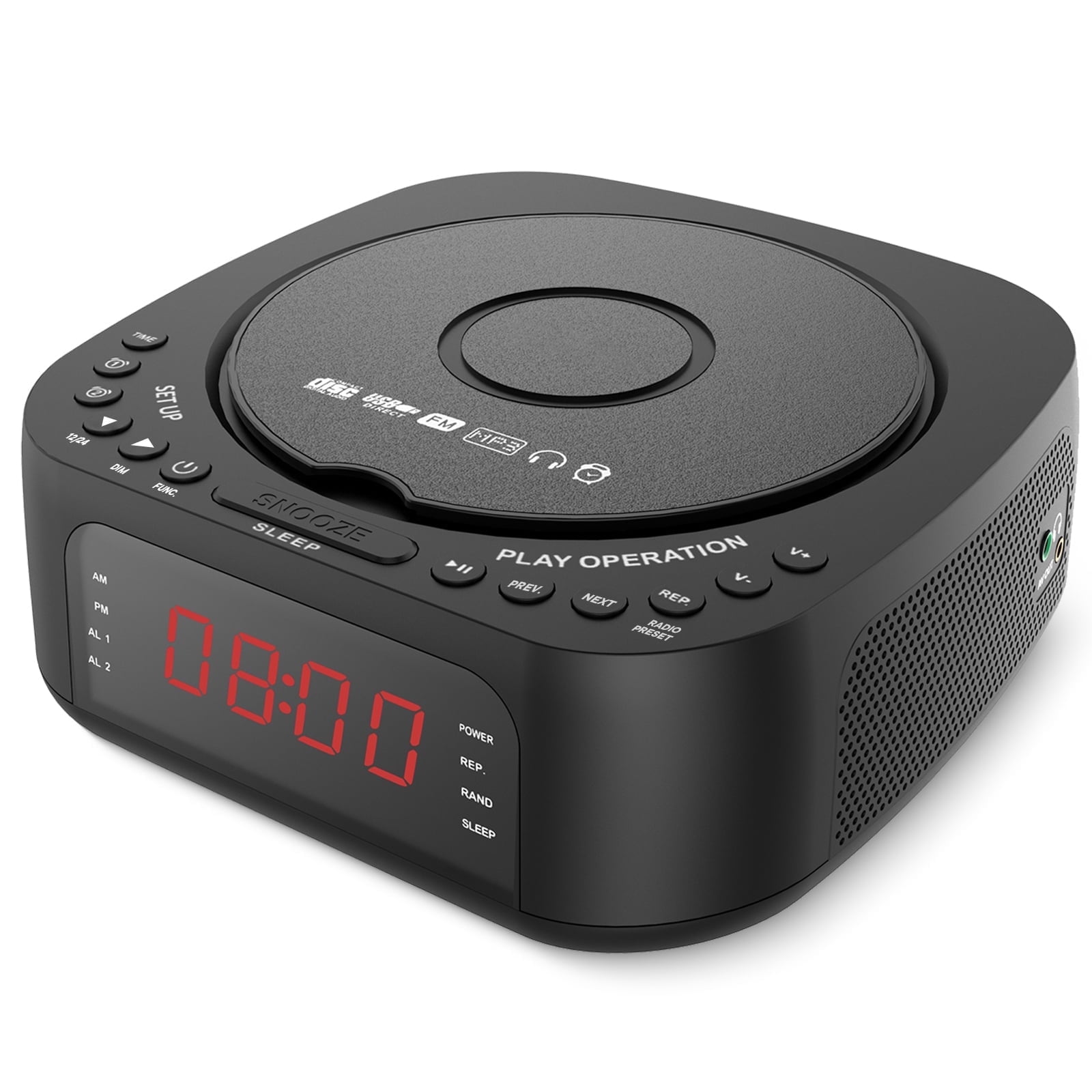 KUEPHOM CD Player Alarm Clock Radio with Remote:CD/MP3,Bluetooth,FM ...