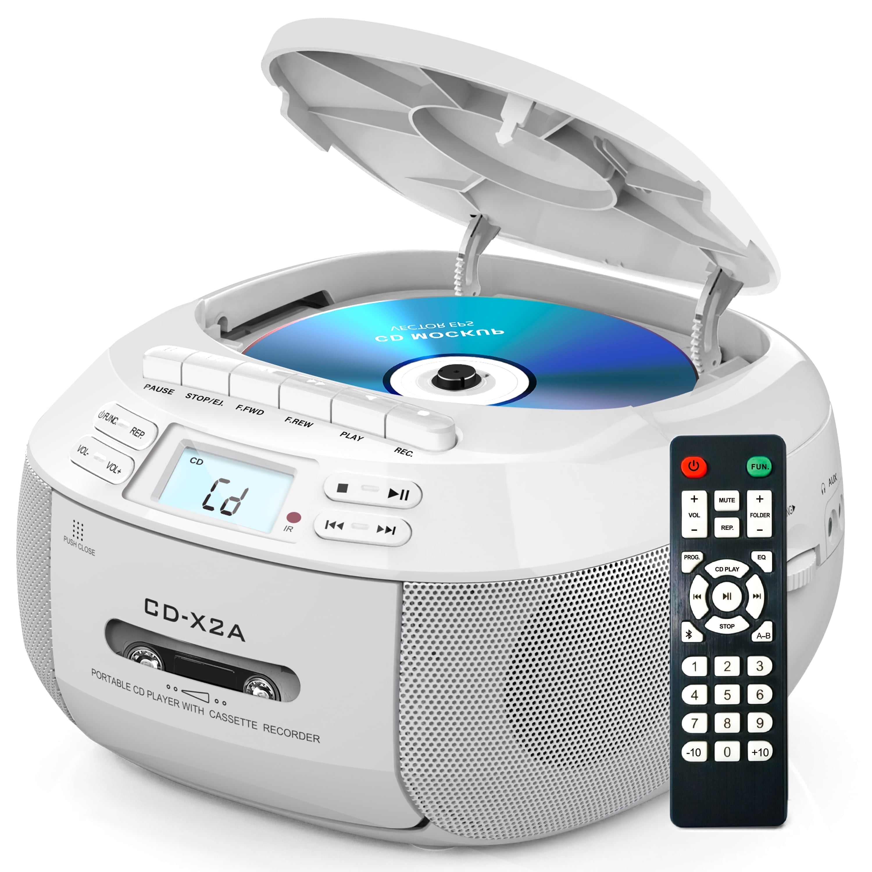CD Player Boombox Combo with Bluetooth, CD Cassette Player Boombox with ...