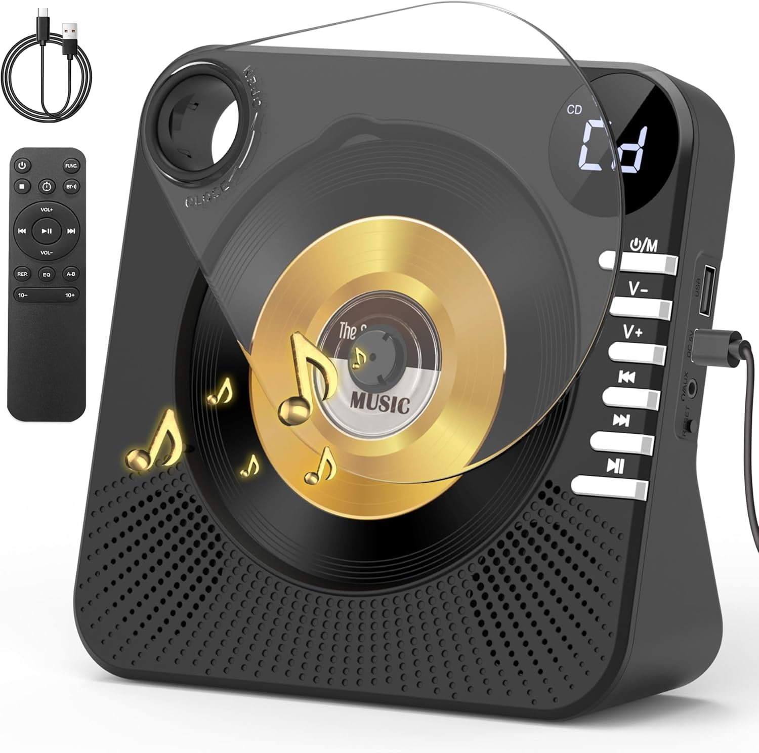 CD Player with HiFi Dual Speaker Portable Bluetooth,Desktop CD Player ...