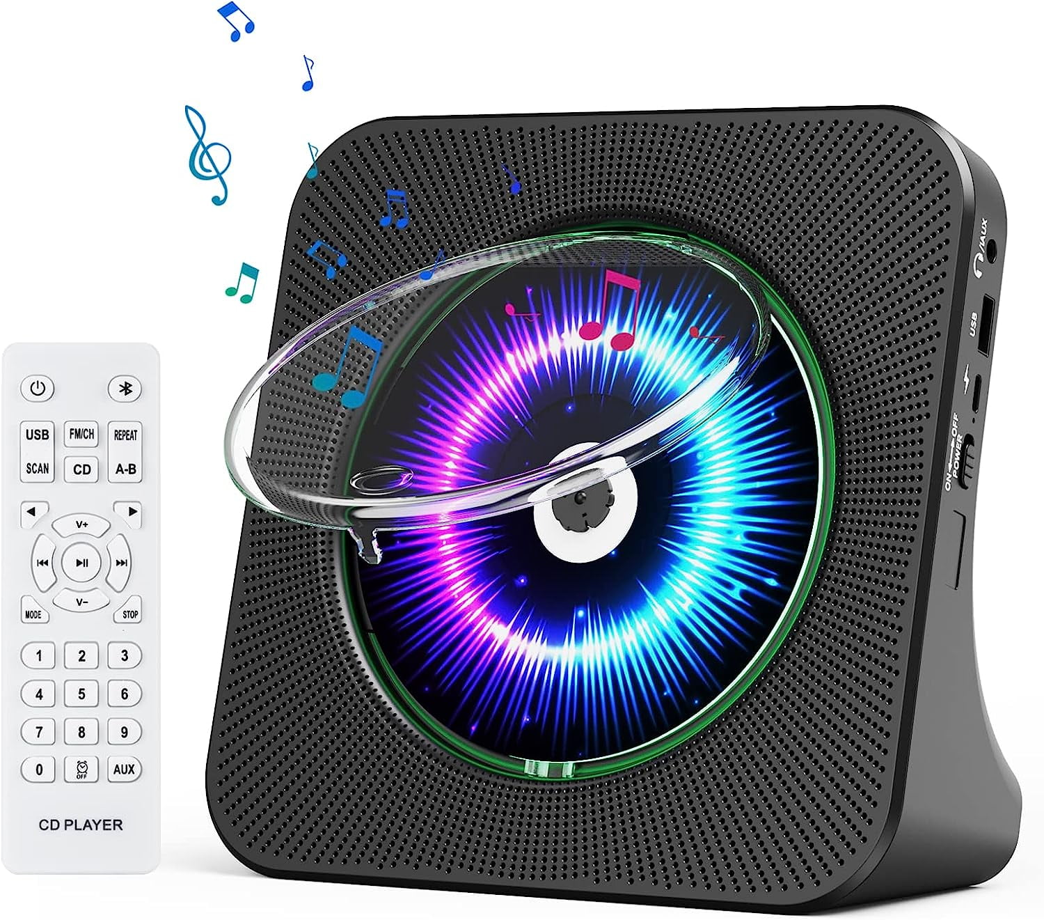 CD Player Portable Bluetooth Desktop 4000mAh Rechargeable CD Player ...