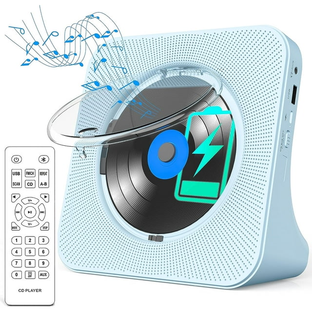 CD Player Portable Bluetooth Desktop 4000mAh Rechargeable CD Player ...