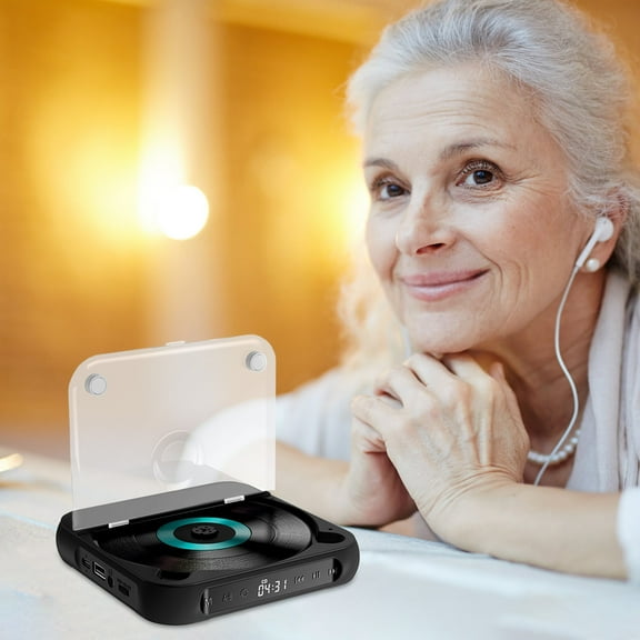 GJX Portable Bluetooth-Compatible CD Player, Home Rechargeable Compact ...