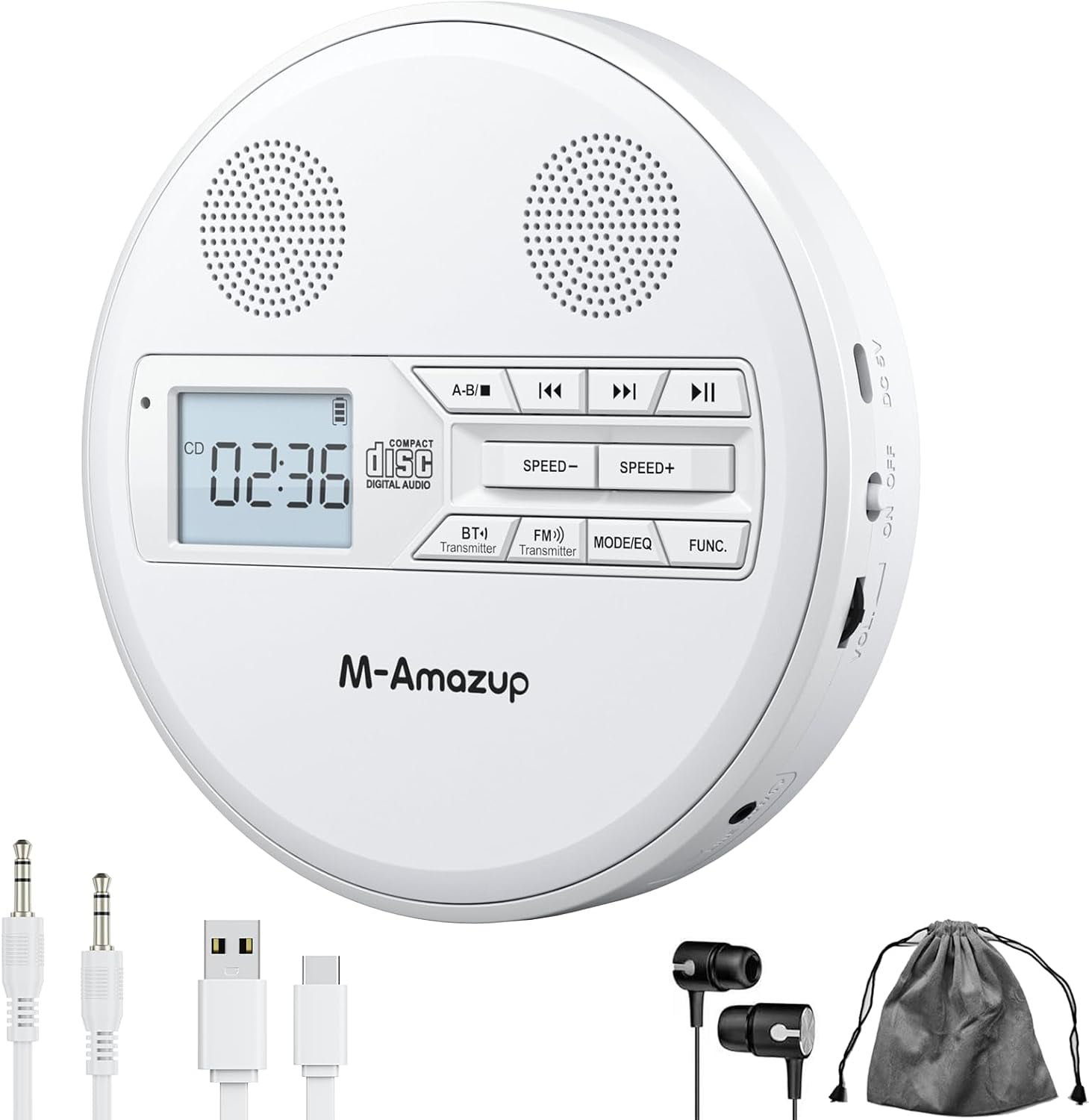 CD Player Portable, Rechargeable Portable CD Player with Dual Speakers ...