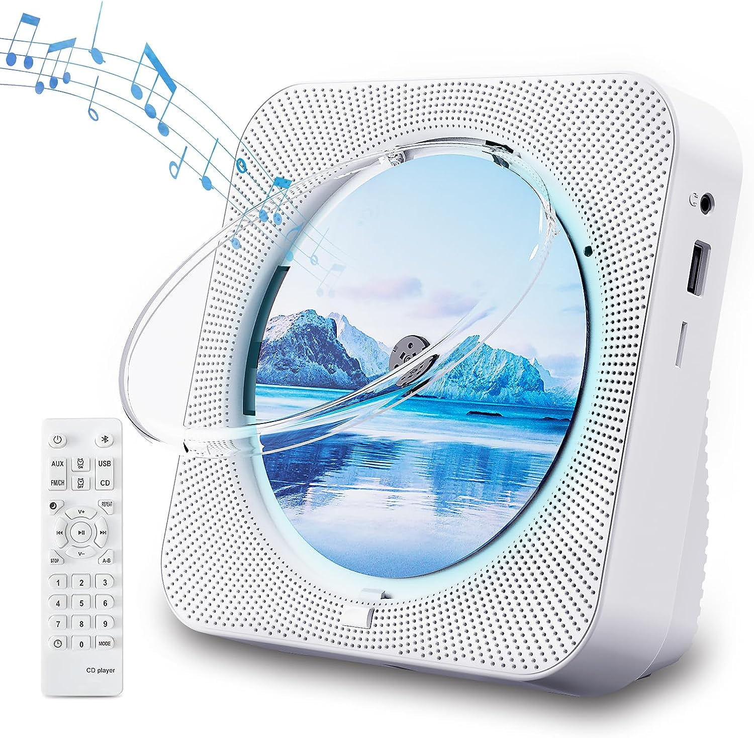 tapify CD Player with Speakers, Bluetooth, FM Radio, Timer, AUX USB TF ...