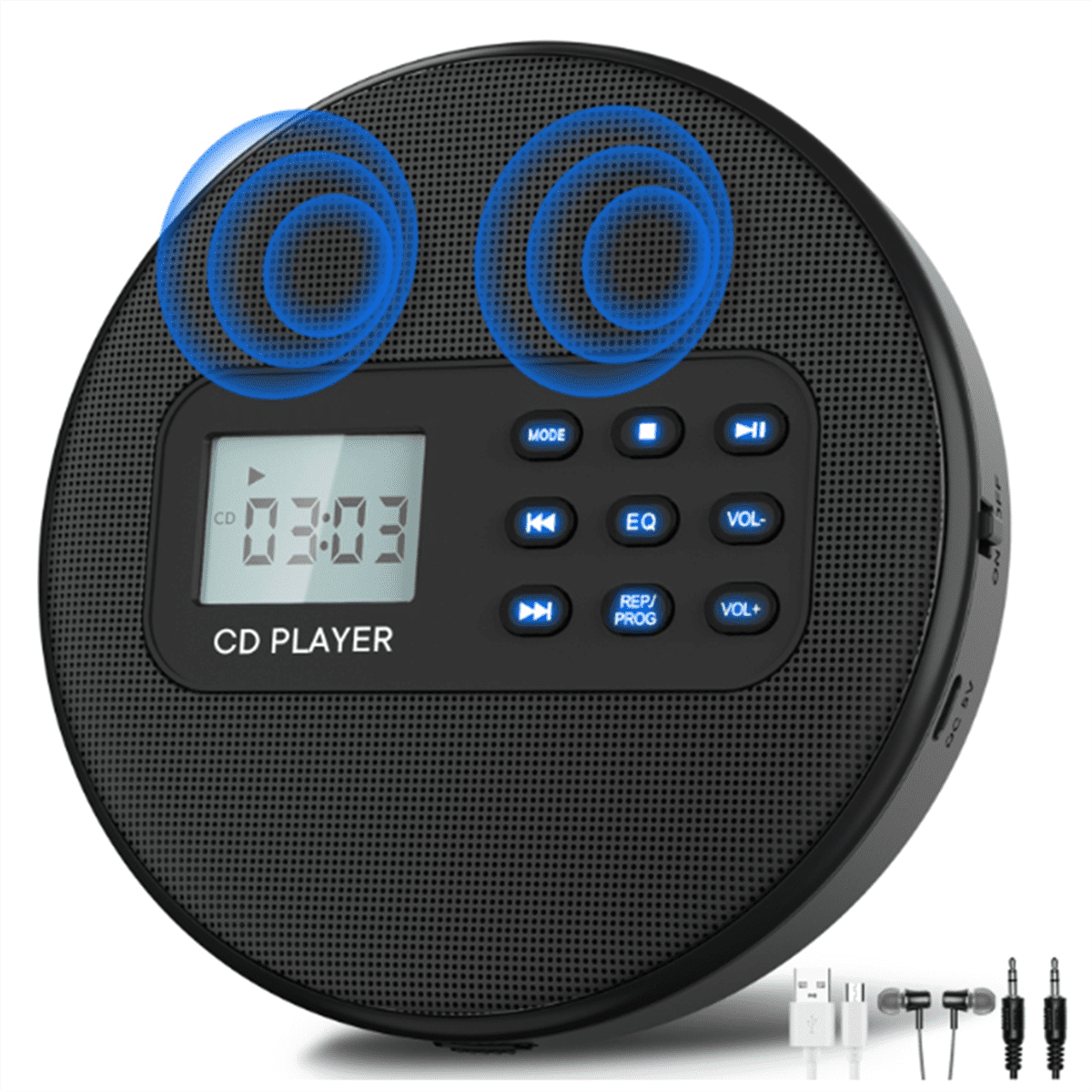 CD Player with Speakers:Rechargeable Player,Discman Headphones Plays ...