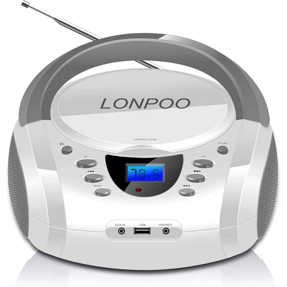CD Players Portable Boombox with FM Radio/USB/Bluetooth/AUX Input and ...