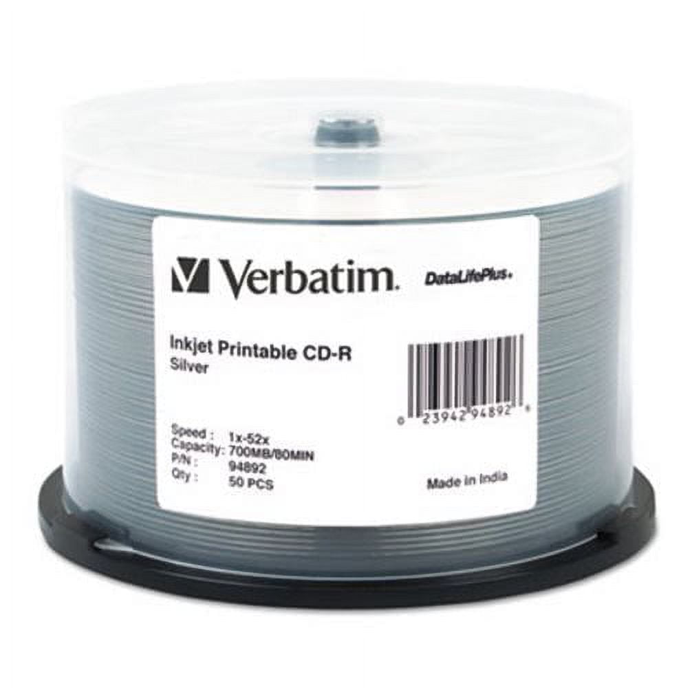 CD-R Discs Printable, 700MB/80min, 52x, Spindle, Silver, 50/Pack ...