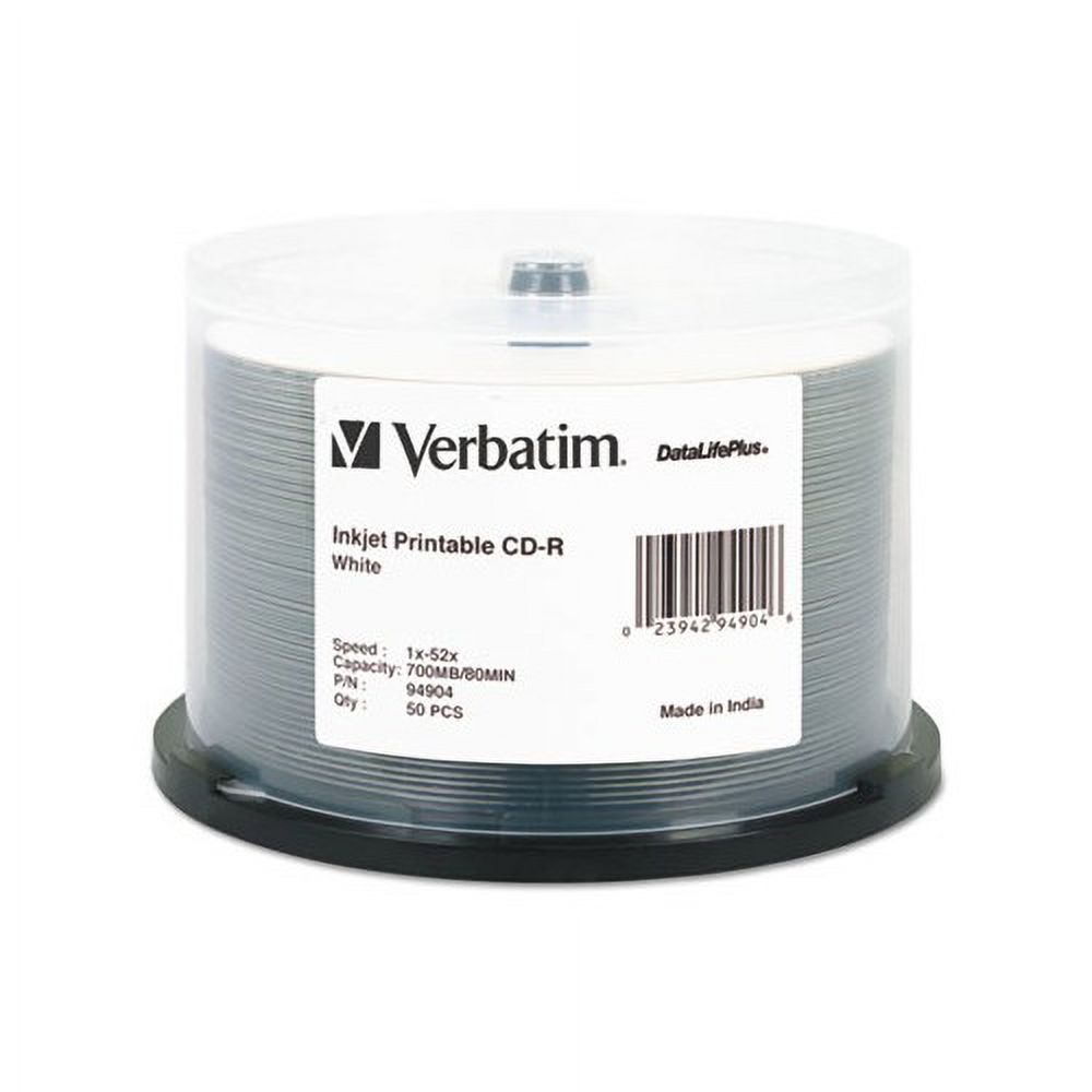 CD-R Discs Printable, 700MB/80min, 52x, Spindle, White, 50/Pack ...